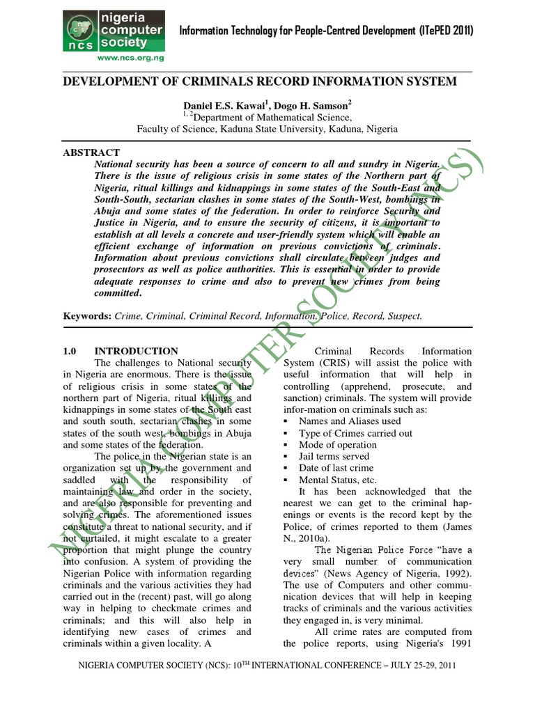 Design and Implementation of Crime Record Management System (Case Study ...