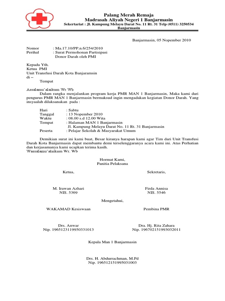 Surat Donor Darah PMI | PDF