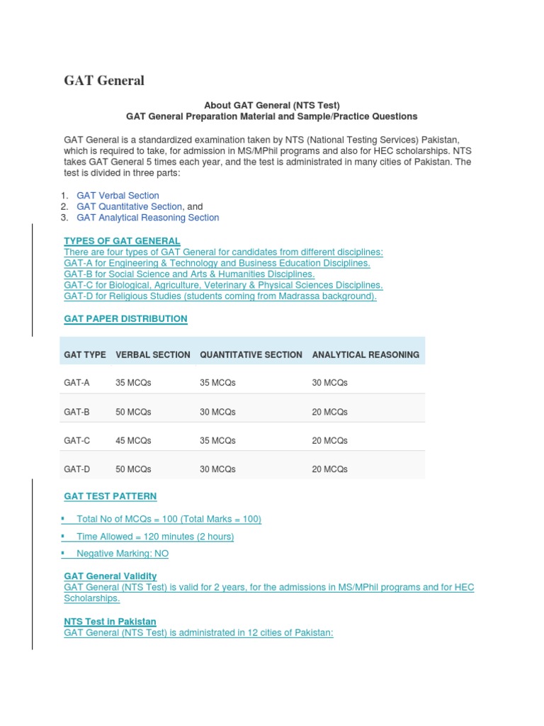 GAT General | PDF