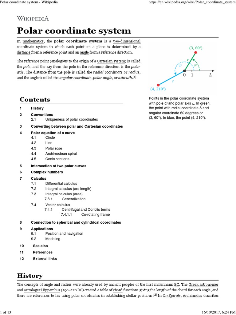Polar Coordinate System | PDF | Complex Number | Differential Geometry