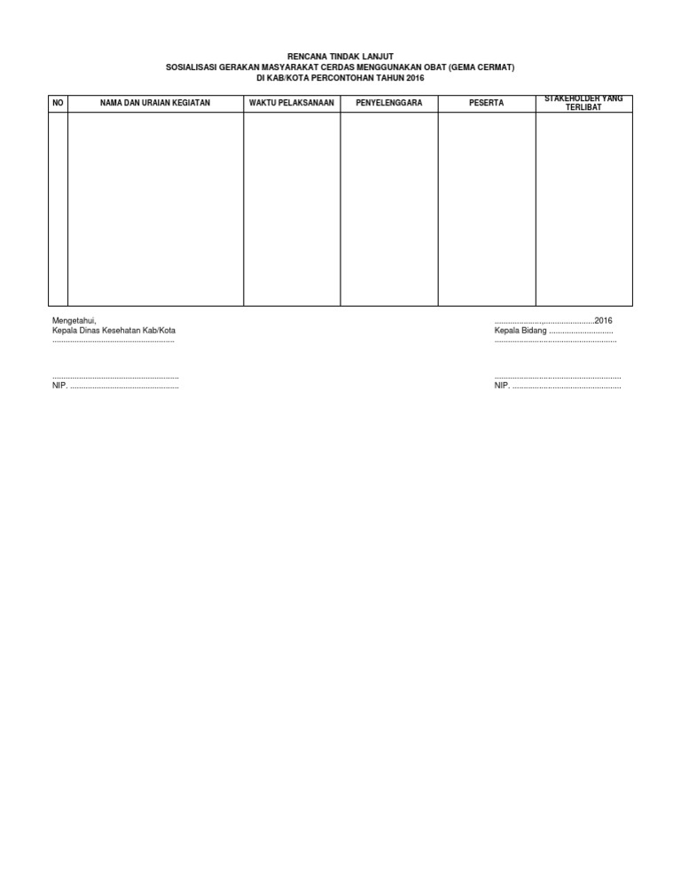 Contoh Format RTL Sosialisasi Gema Cermat | PDF
