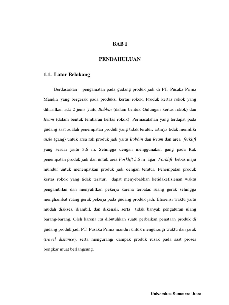 Contoh Bab 1 Layout Gudang 2 | PDF