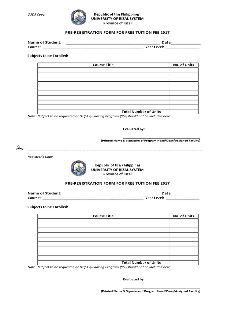 Pre Registration Form 1 | PDF