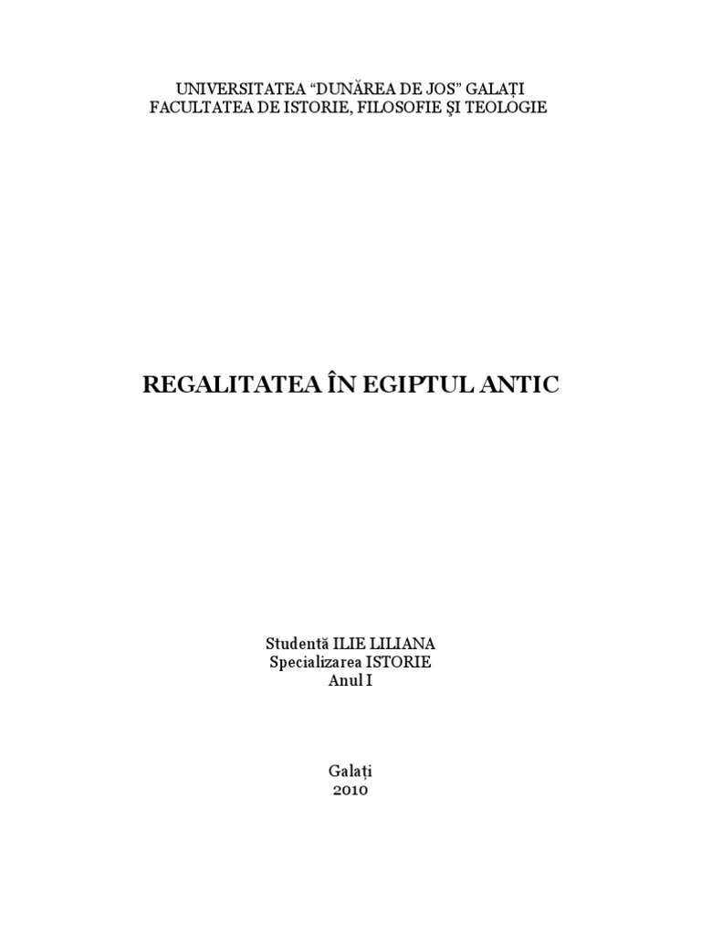 Referat - Regalitatea in Egiptul Antic | PDF Referat - Regalitatea in Egiptul Antic | PDF