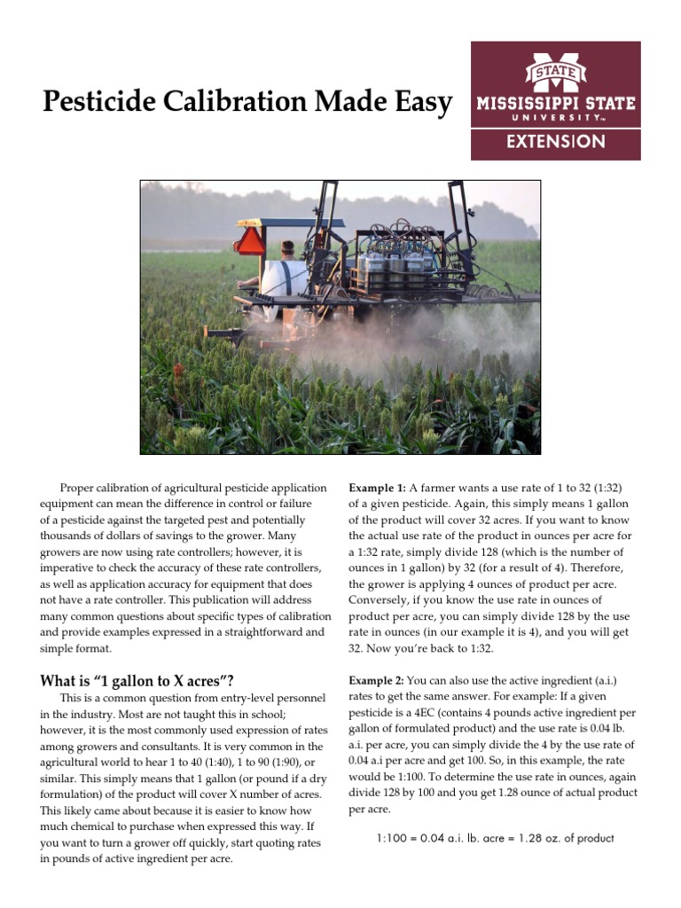 Pesticide Calibration Made Easy: What Is "1 Gallon To X Acres"? | PDF ...