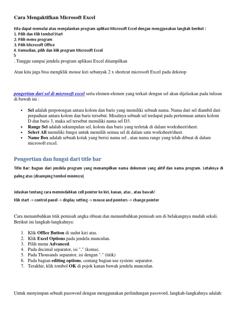 Cara Mengaktifkan Microsoft Excel | PDF