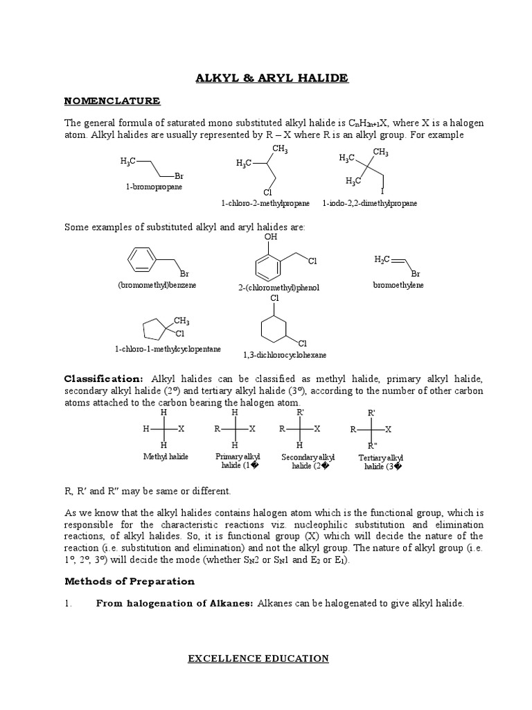 Alkyl Halide and Aryl Halide | PDF | Functional Group | Chemical Reactions