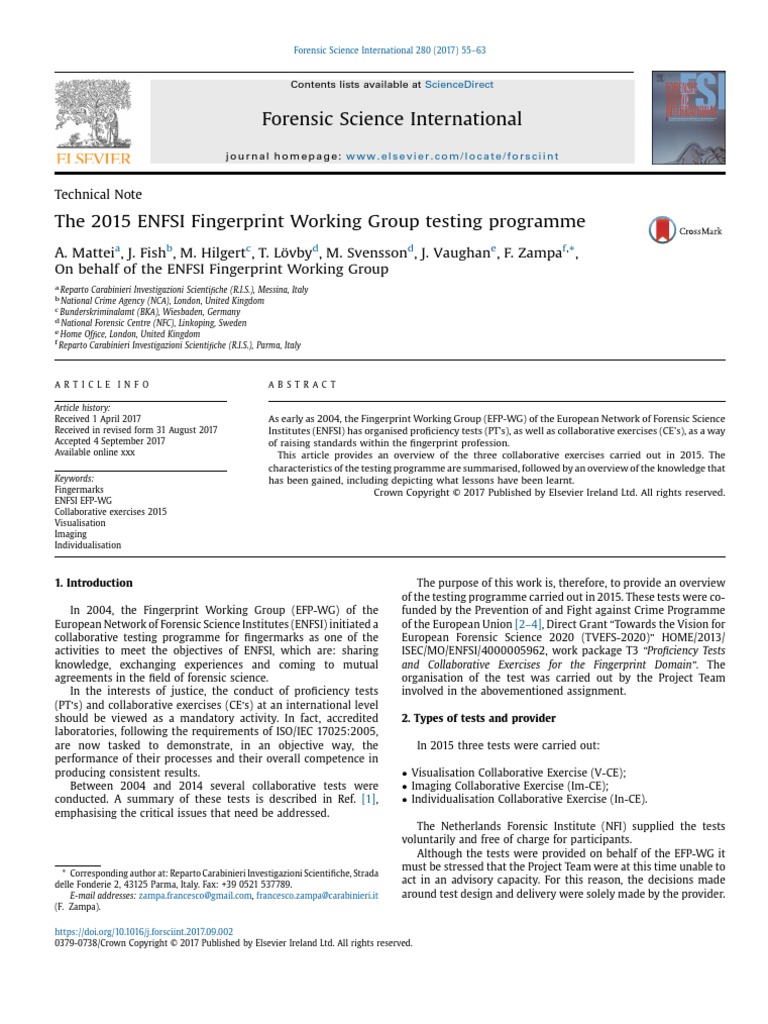 The 2015 ENFSI Fingerprint Working Group Testing | PDF | Educational ...
