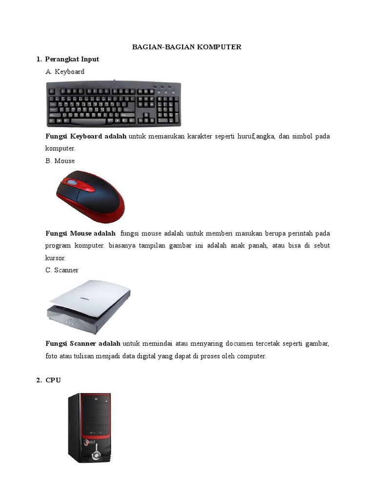 Bagian-Bagian Komputer Beserta Fungsinya | PDF