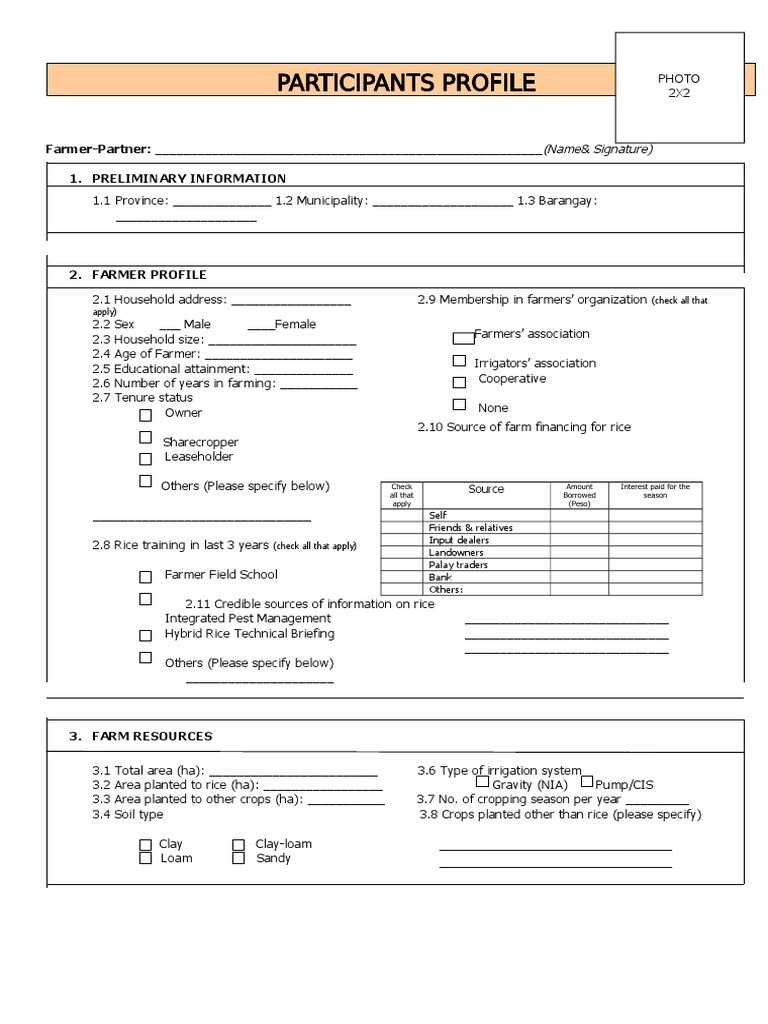 Farmers Profile | PDF | Rice | Sowing