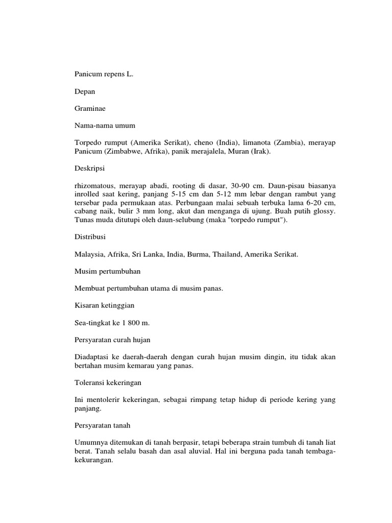 Panicum Repens LTERJEMAHAN | PDF