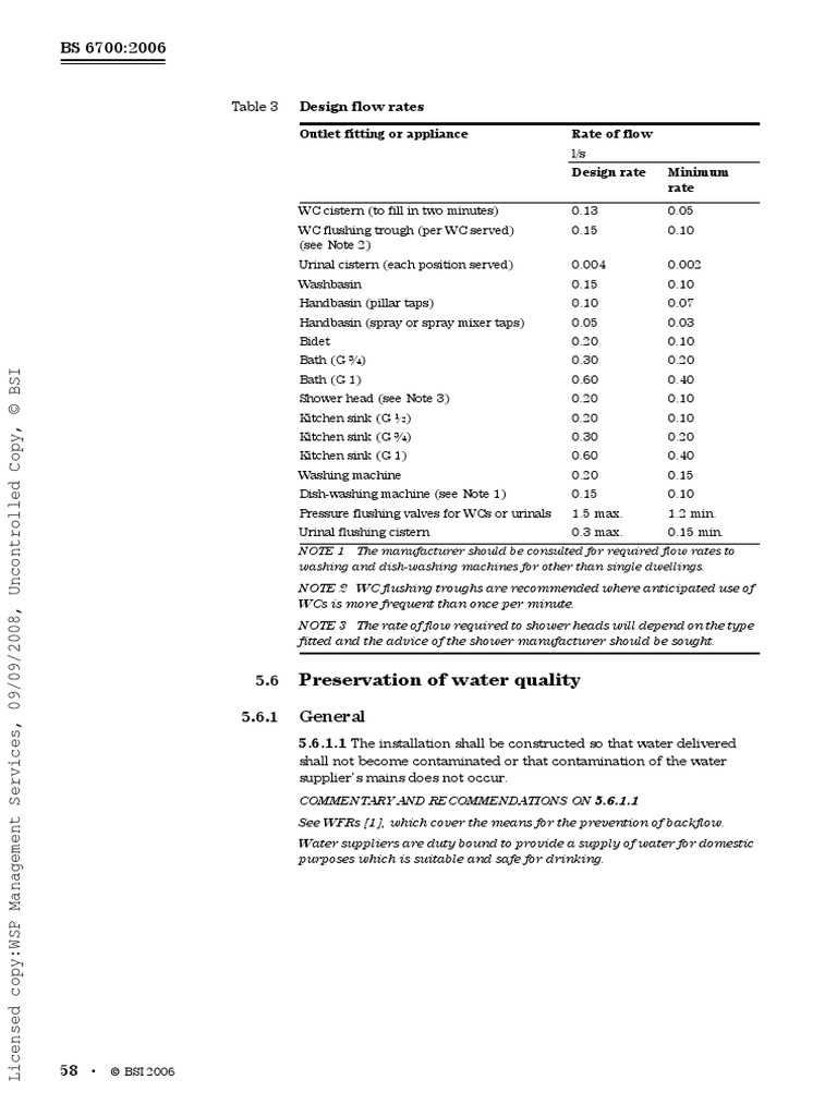 Design Flow Rates for Plumbing Fixtures | PDF | Tap (Valve) | Sink