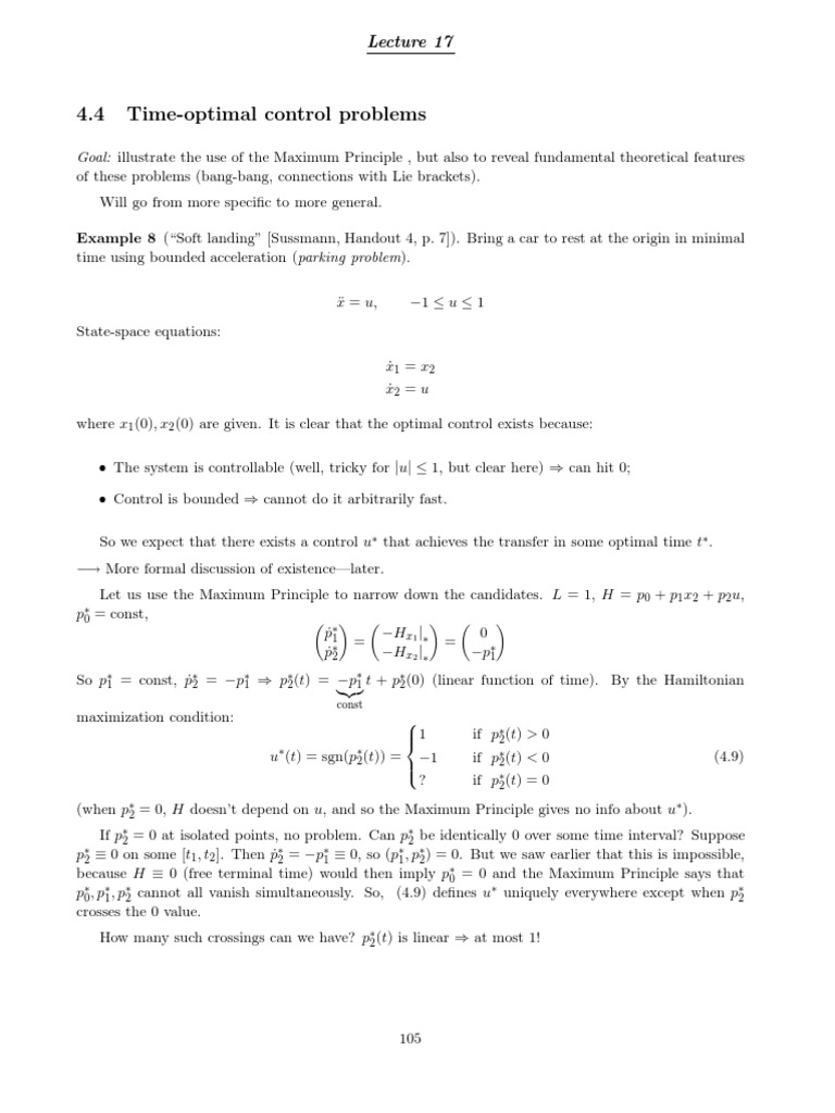 Time-Optimal Control Problems | Download Free PDF | Compact Space ...