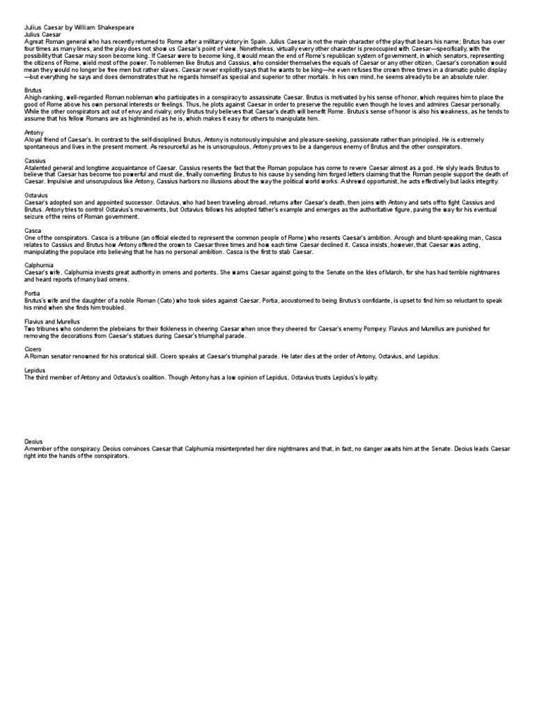 Julius Caesar by William Shakespeare | PDF | Augustus | Julius Caesar