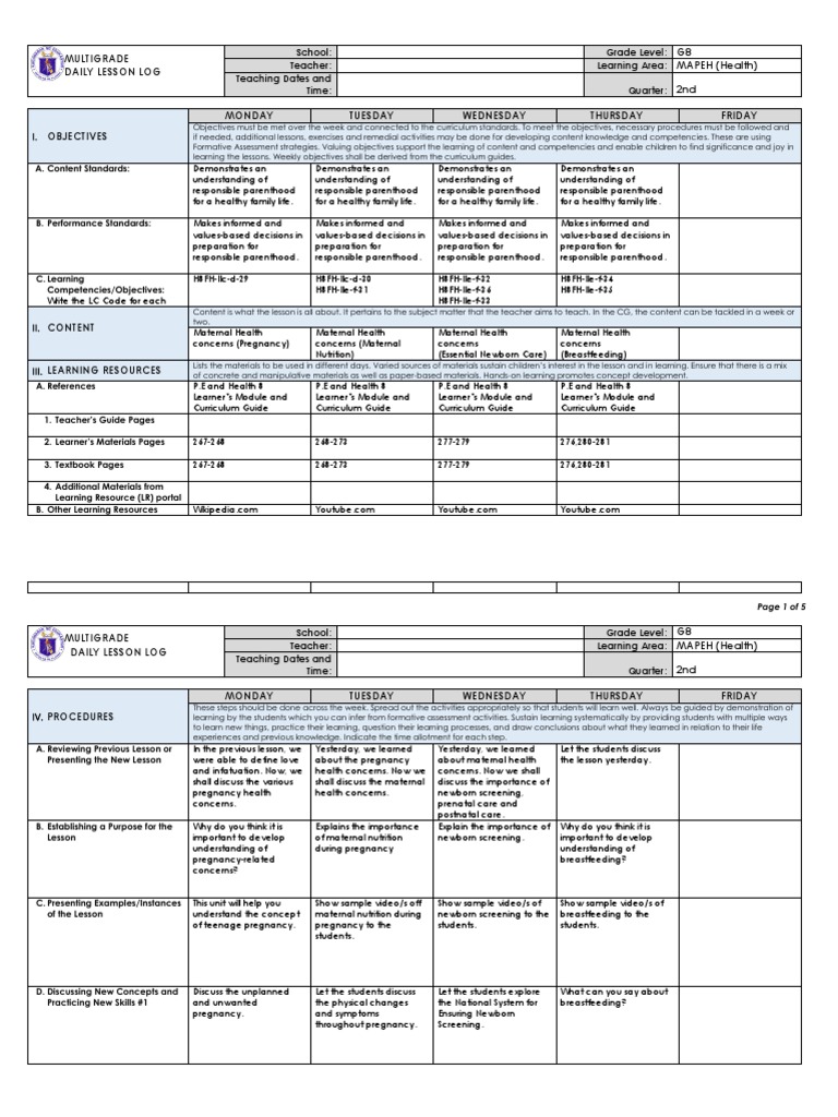 G8 DLL Health-2 | PDF | Pregnancy | Parenting