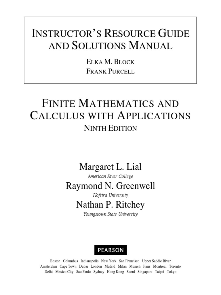 Solution Manual of Finite Mathematics | PDF | Linear Programming | Integral