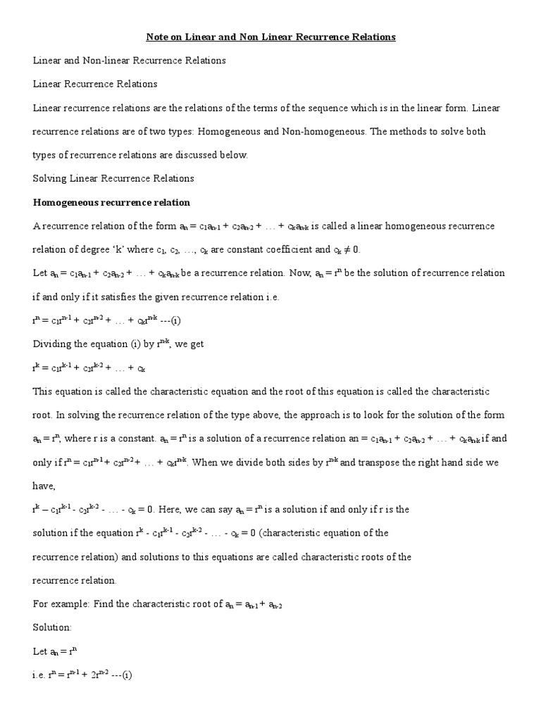 Recurrene Solved Examples | PDF | Recurrence Relation | Equations