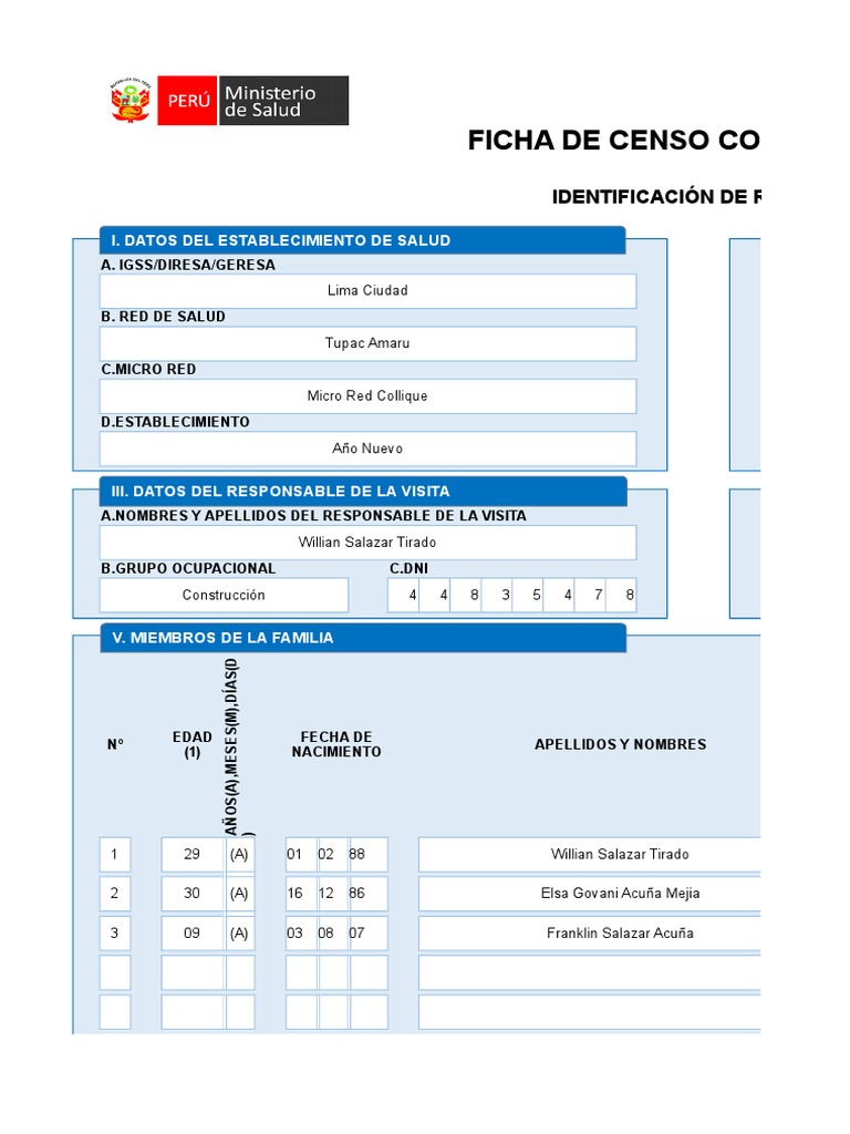 Ficha Censo Comunitario 2016 II | PDF | Parto prematuro | Agua