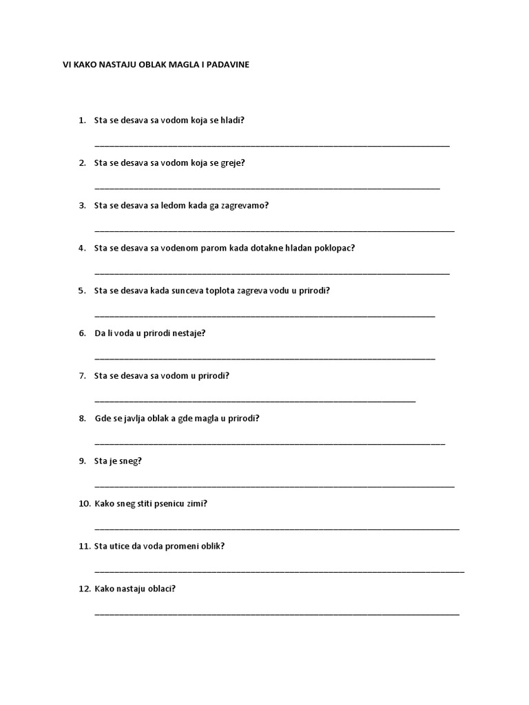 Kako Nastaju Oblak Magla I Padavine | PDF