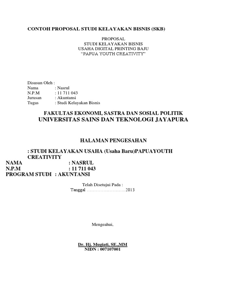 Contoh Proposal Studi Kelayakan Bisnis | PDF | Karier & Perkembangan | Bisnis