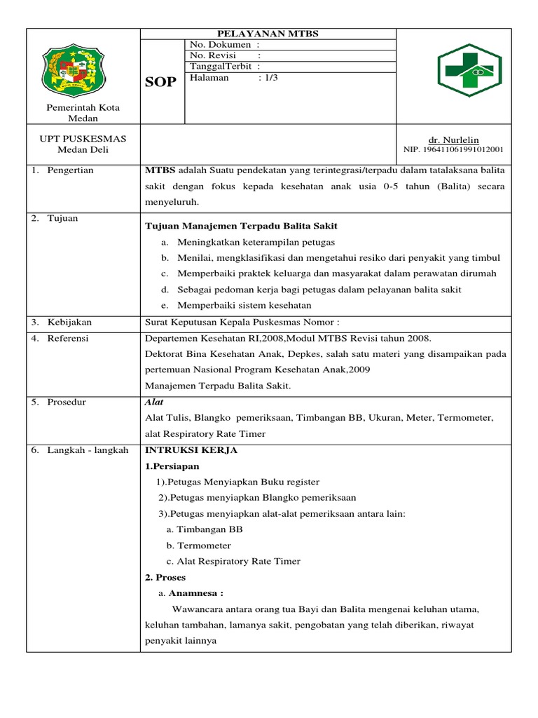 Sop Pelayanan Mtbs | PDF