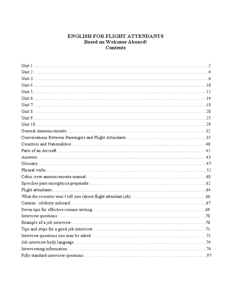 English Course For Flight Attendants PDF | PDF | Flight Attendant | Meal
