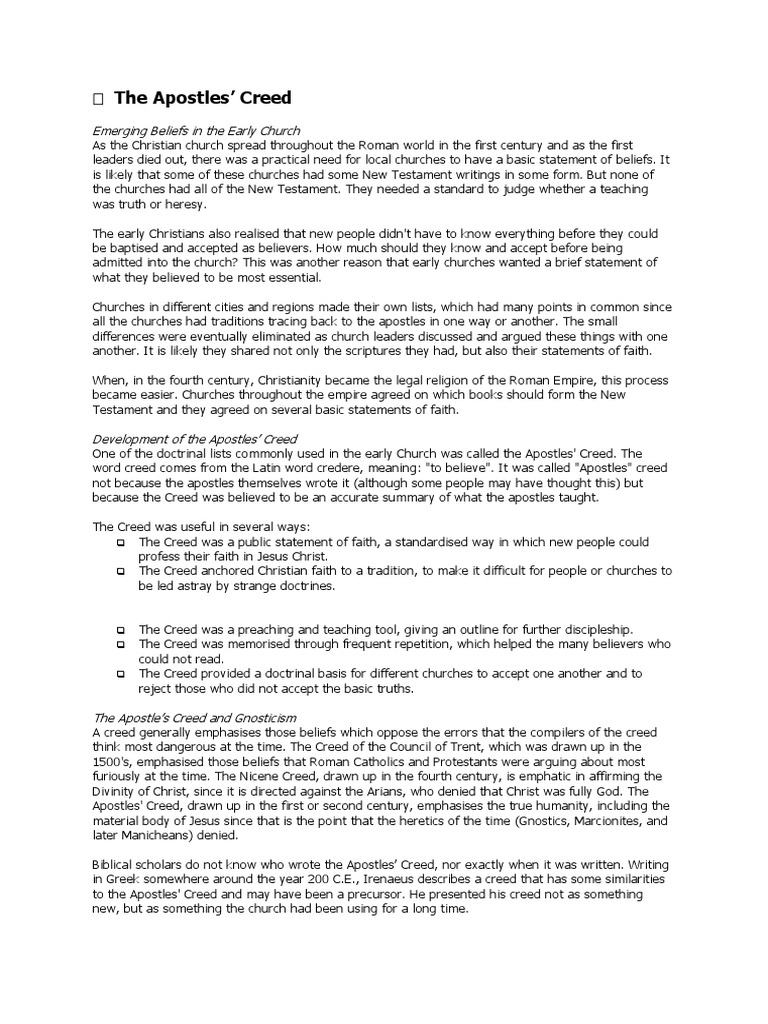 Apostles Creed Background