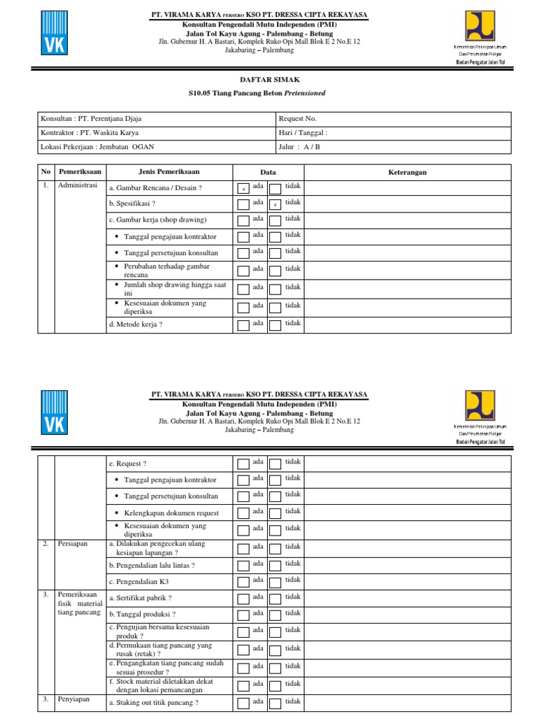 Contoh Daftar Simak Baru | PDF