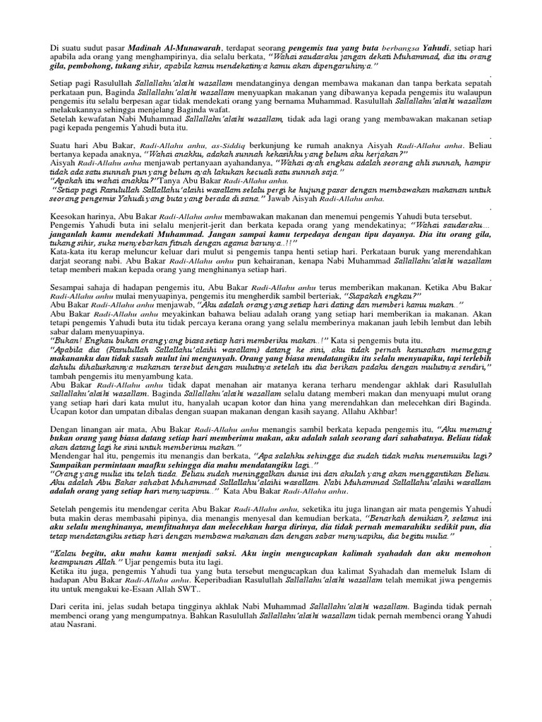 Kisah Nabi Saw Dan Pengemis Buta | PDF