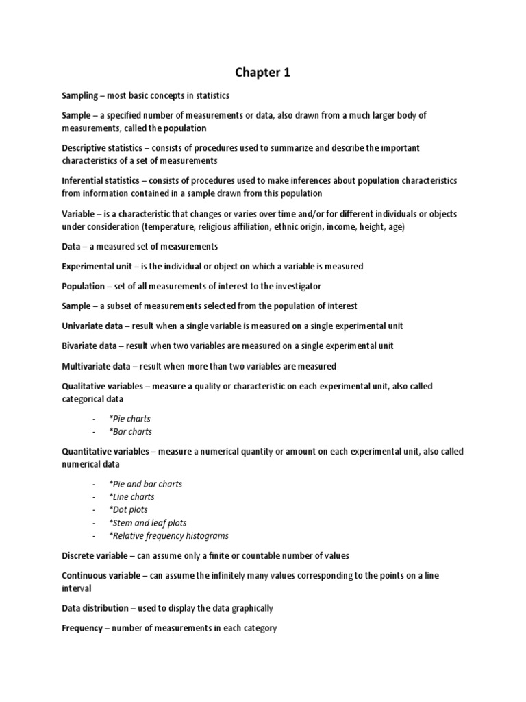 Basic Statistical Concepts Guide | PDF | Probability Theory ...