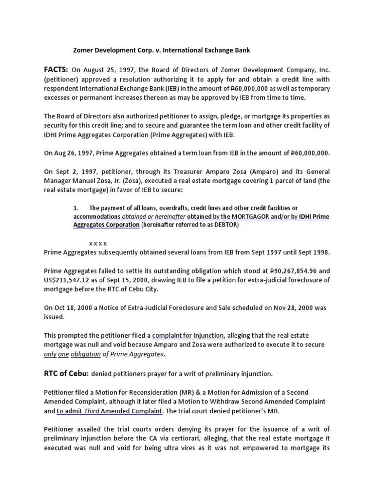 Zomer Development Corp. v. IEB | PDF | Mortgage Loan | Foreclosure