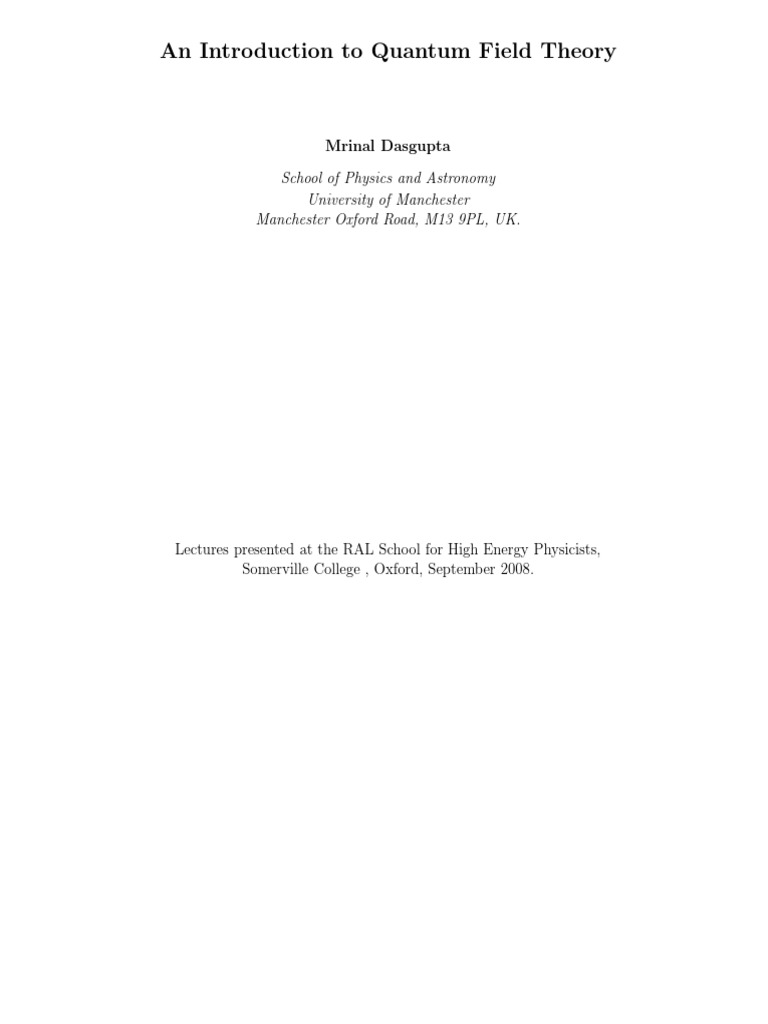 Dasgupta 08 Intro To QFT | PDF | Lagrangian Mechanics | Quantum Field Theory