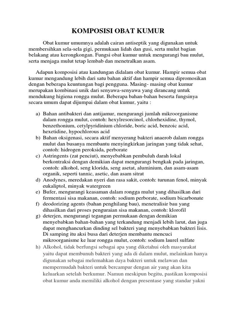 Komposisi Obat Kumur | PDF