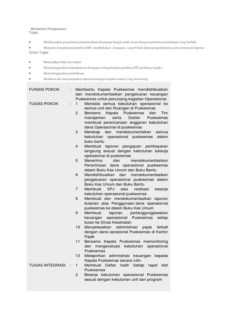 Contoh Tupoksi Bendahara | PDF