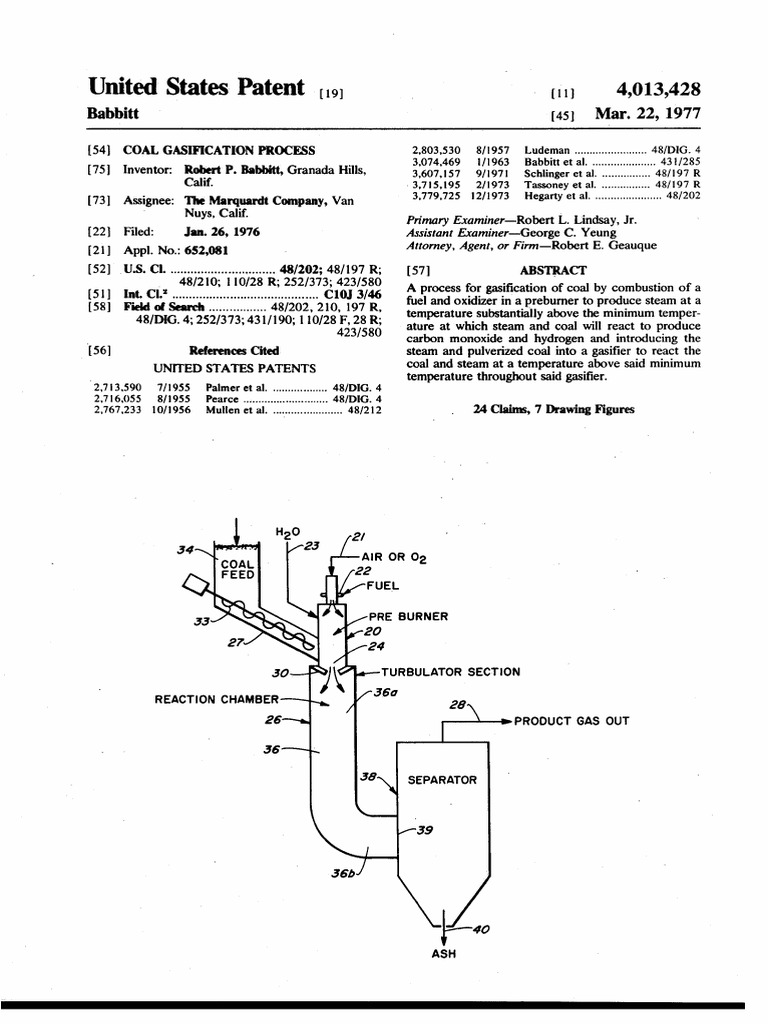 No. of Patents US4013428 - Lurgi Gasification Process | PDF ...