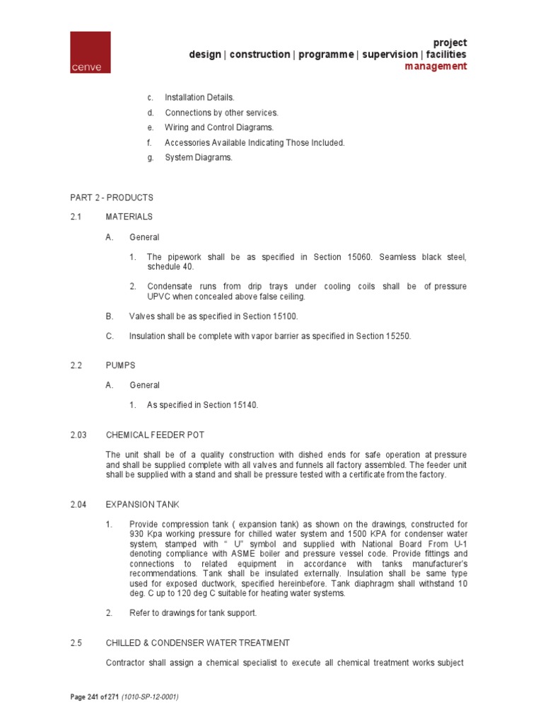 Mechanical Specification | Specification (Technical Standard) | Hvac