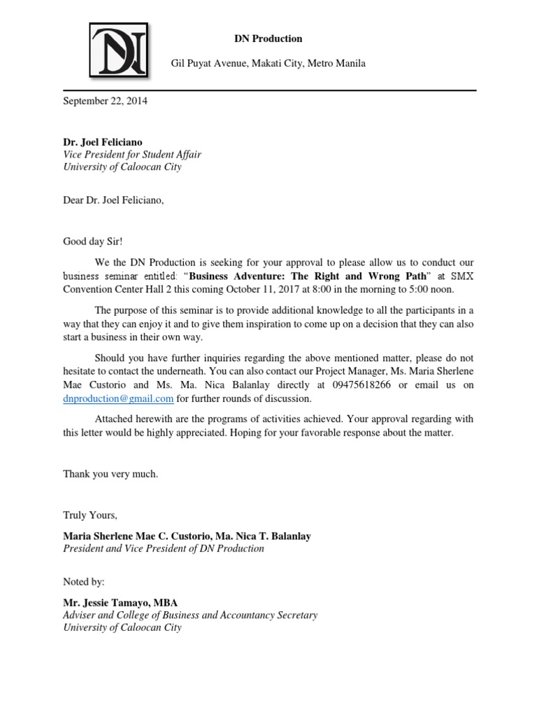Seminar Proposal Letters | PDF | Makati | Business