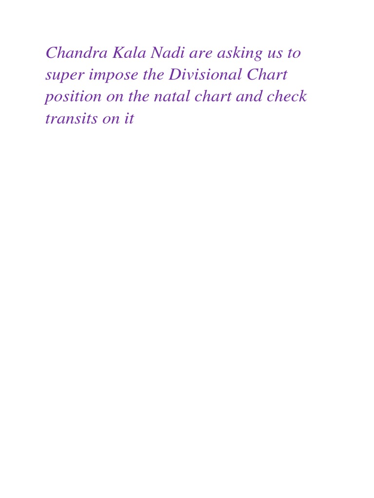 Chandra Kala Nadi Are Asking Us To Super Impose The Divisional Chart ...