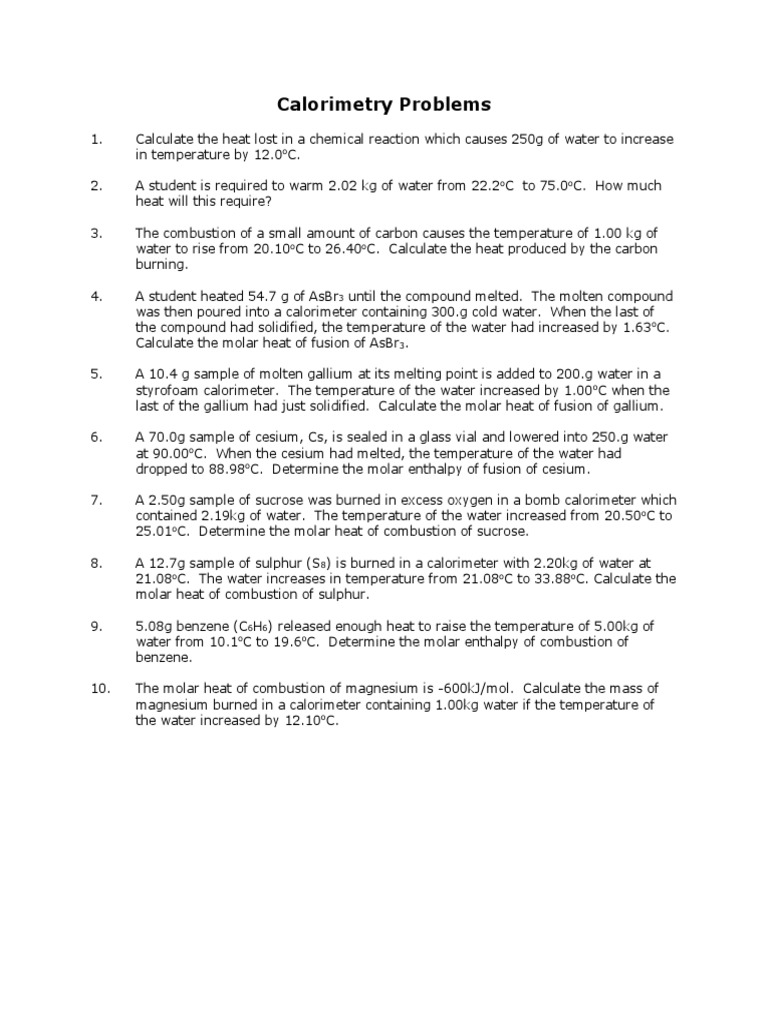 3 Calorimetry Problems | PDF