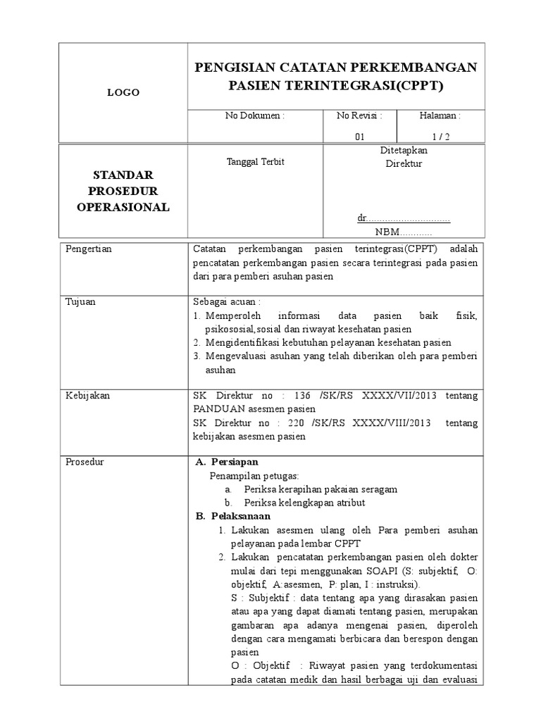 Panduan Pengisian CPPT Pasien | PDF | Sains & Matematika