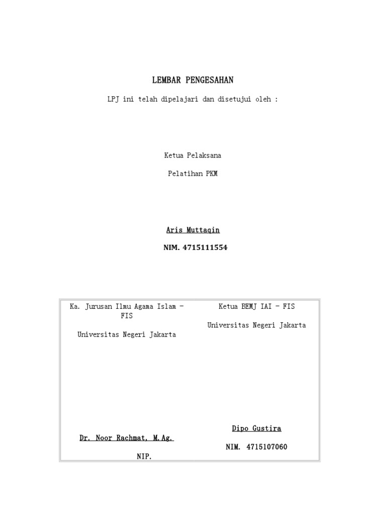 Contoh Laporan Pertanggung Jawaban LPJ | PDF