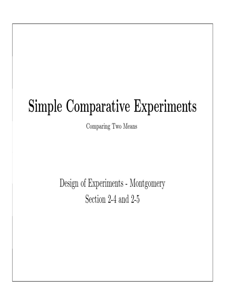 Simple Comparative Experiments: Design of Experiments - Montgomery ...
