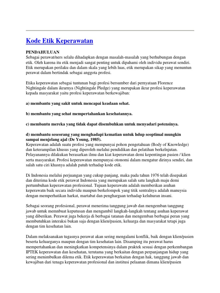 Kode Etik Keperawatan | PDF