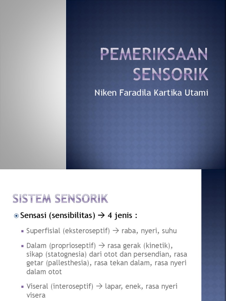 Pemeriksaan Sensorik Neurologi Lengkap | PDF