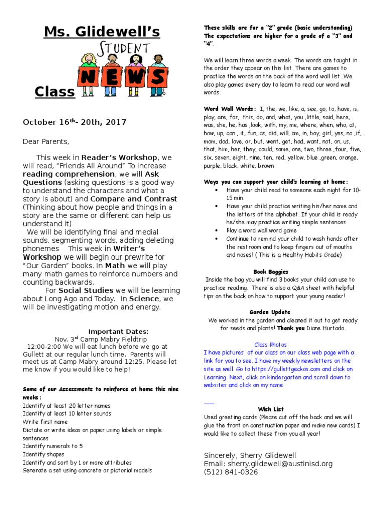 Newsletter Oct 16-20 2017 | PDF | Reading Comprehension | Cognition