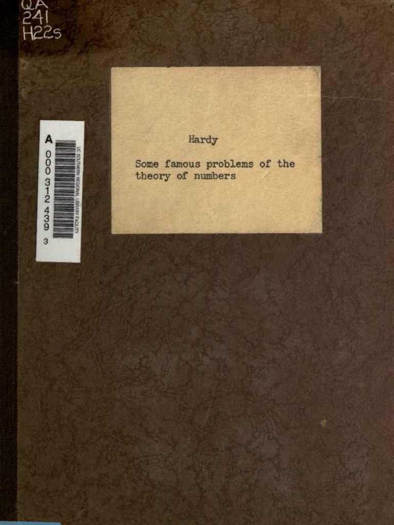 Hardy - Some Famous Problems of The Theory of Numbers | PDF | Numbers ...