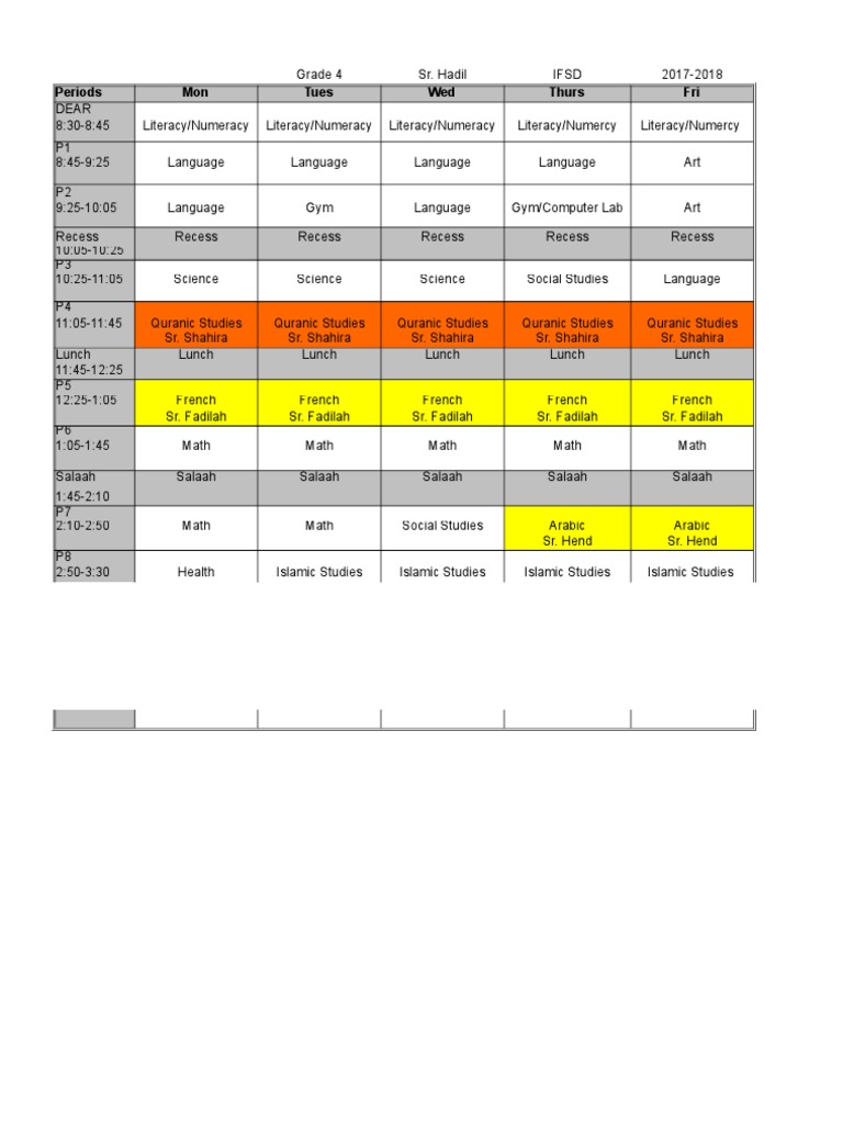 Student Timetable 2017-18 | PDF