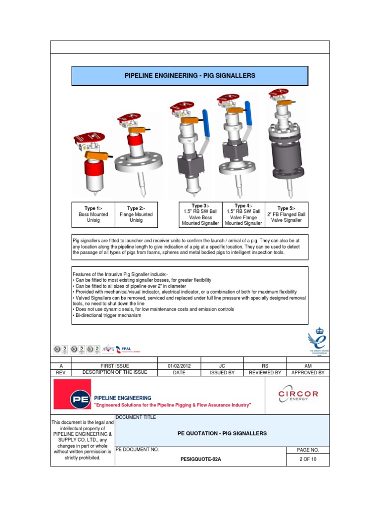 Types of Pig Signallers Overview | PDF | Valve | Gases