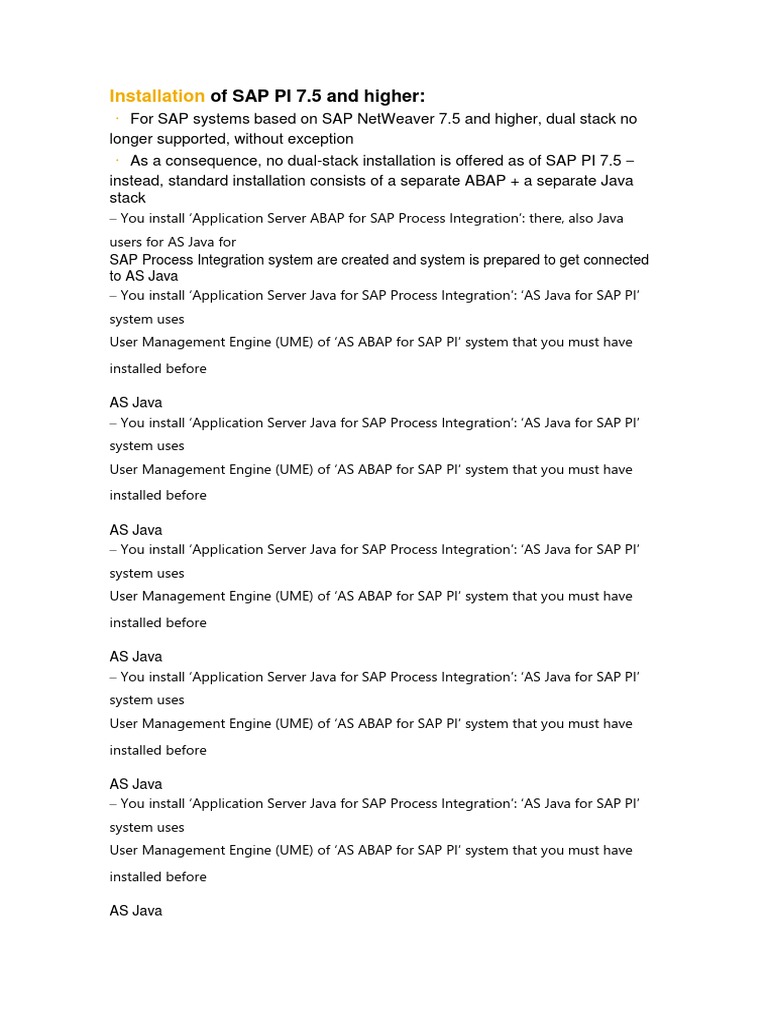 Installation: of SAP PI 7.5 and Higher | PDF | Application Server | Java (Programming Language)