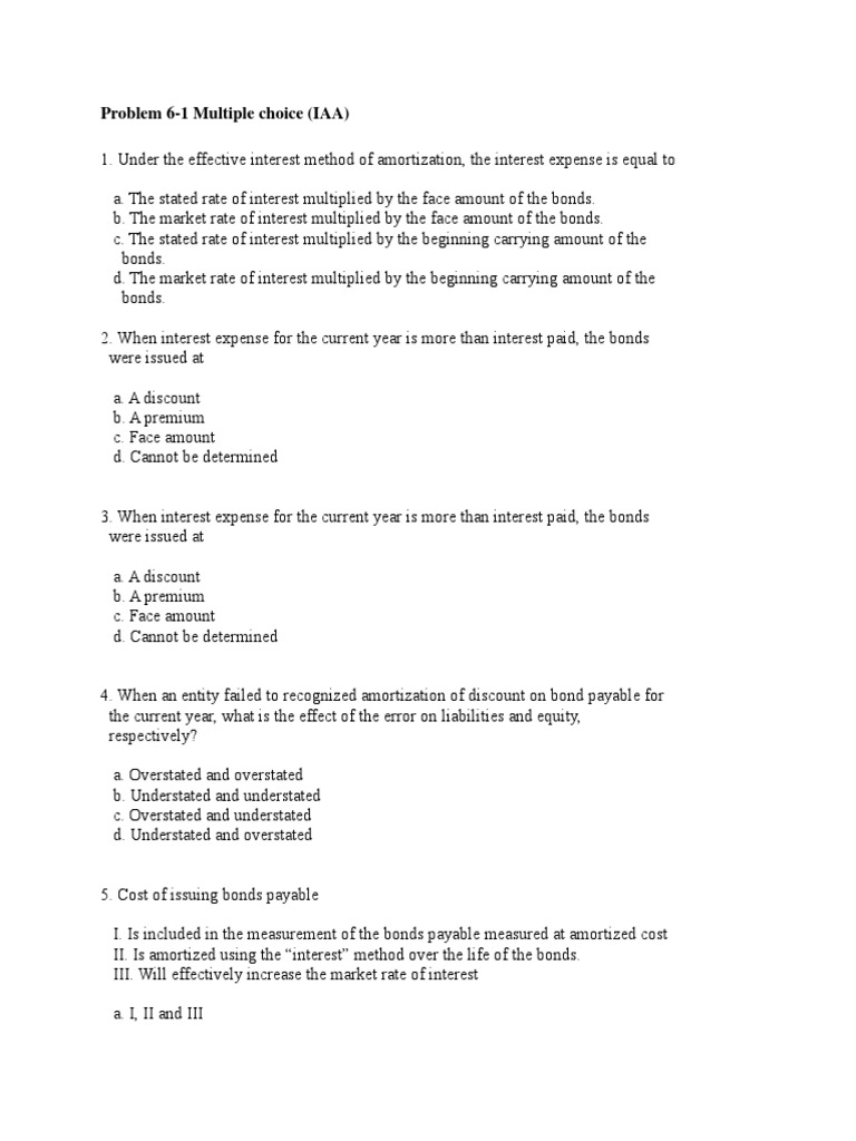 Problem 6-1 Multiple Choice (IAA) | PDF